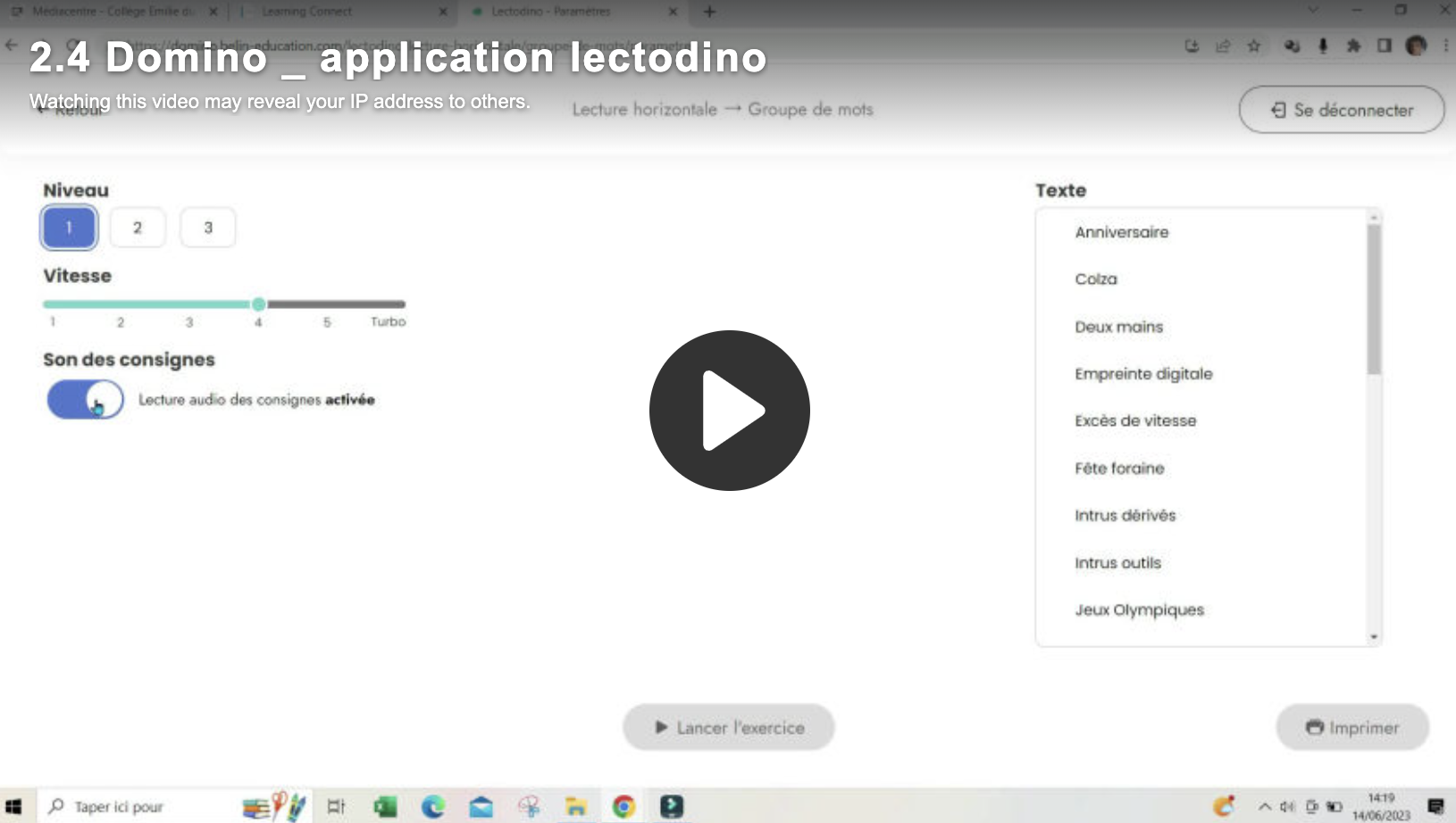 Domino : application lectodino • EDUVIDEO
